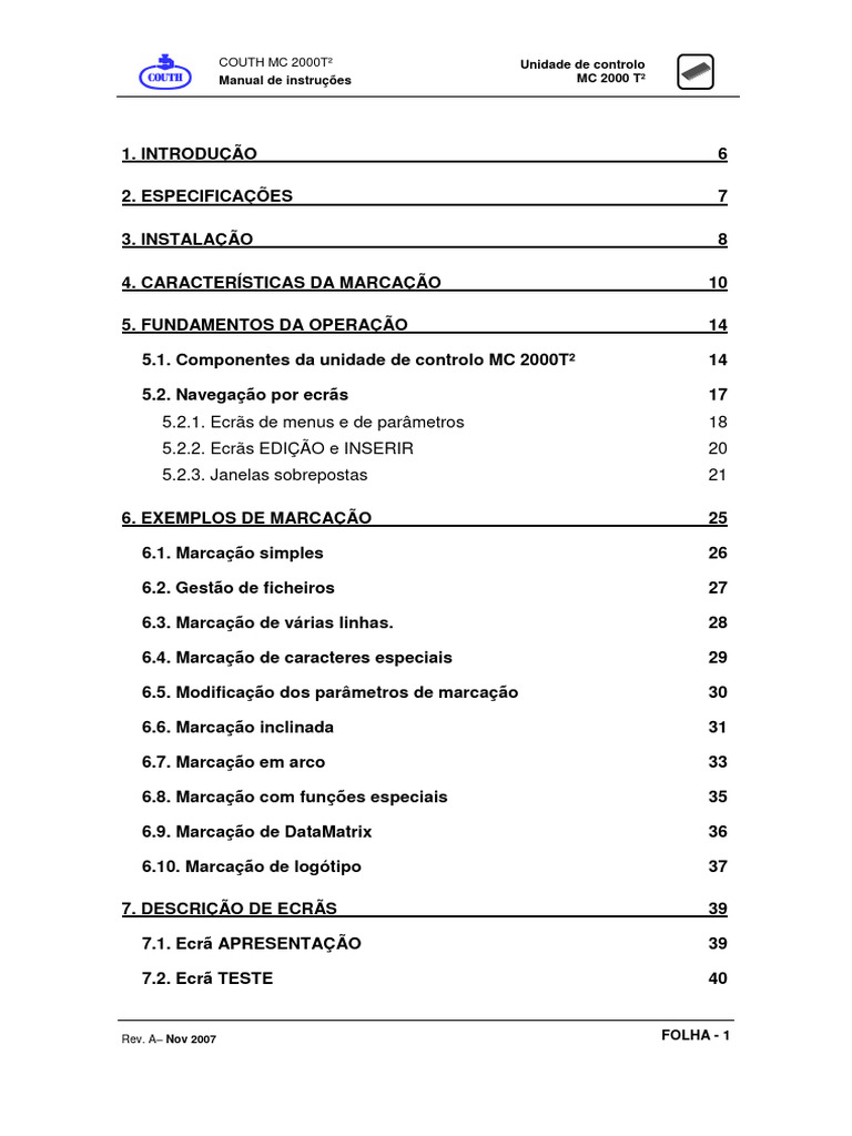 Manual do Couth MC 2000T² | PDF | Caixa alta e caixa baixa | Janela ...