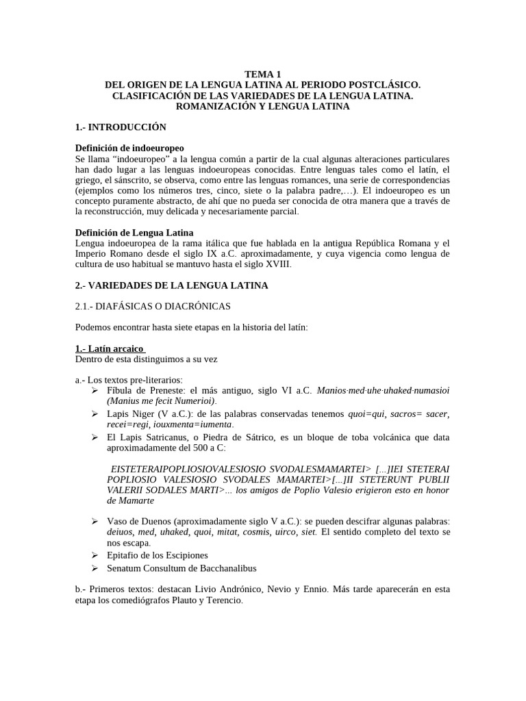 Evolución y Variedades del Latín | PDF | latín | imperio Romano