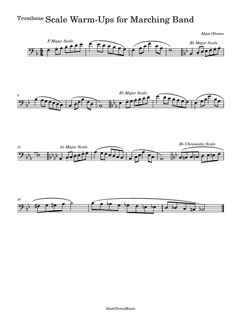 Scale Warm-Ups For Marching Band: Trombone | PDF