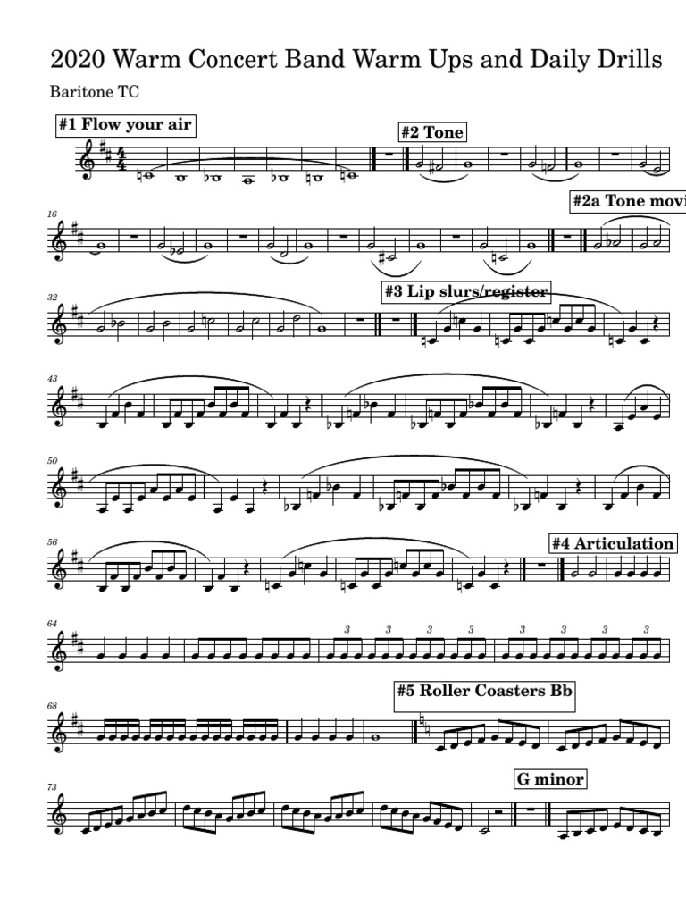 2020 Warm Concert Band Warm Ups and Daily Drills: #2 Tone #1 Flow Your ...