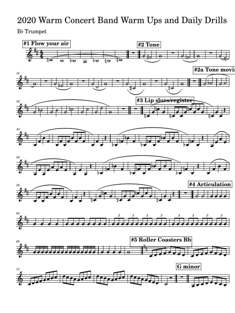 2020 Warm Concert Band Warm Ups and Daily Drills: #2 Tone #1 Flow Your ...