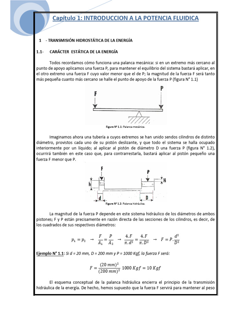 Capitulo 1 - Introduccion A La Potencia Fluidica | PDF | Numero Reynolds | Líquidos