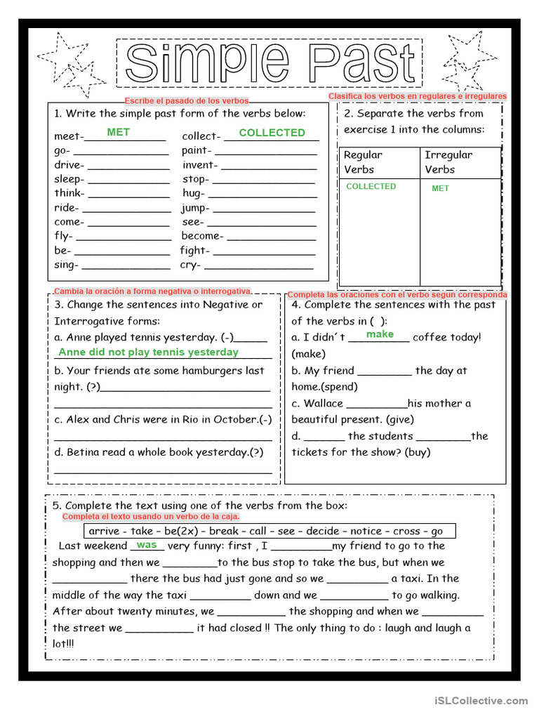 Past Tense and Progressive Worksheets | PDF | Grammatical Tense ...