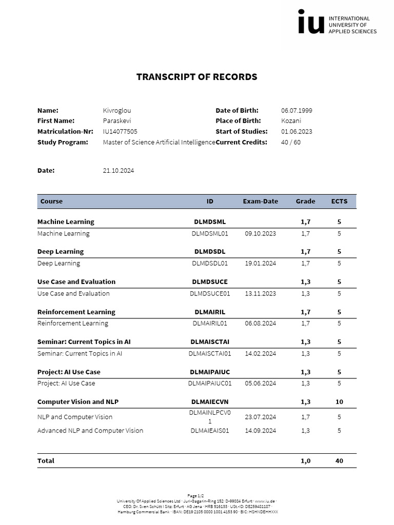 Transcript of Records | PDF | Learning | Cognitive Science