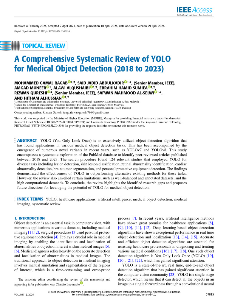 A Comprehensive Systematic Review of YOLO For Medical Object Detection ...