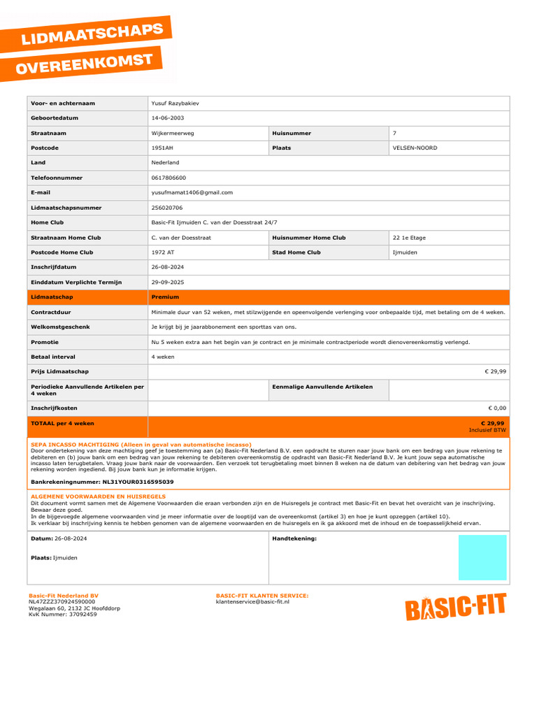 Jouw Basic-Fit Contract | PDF