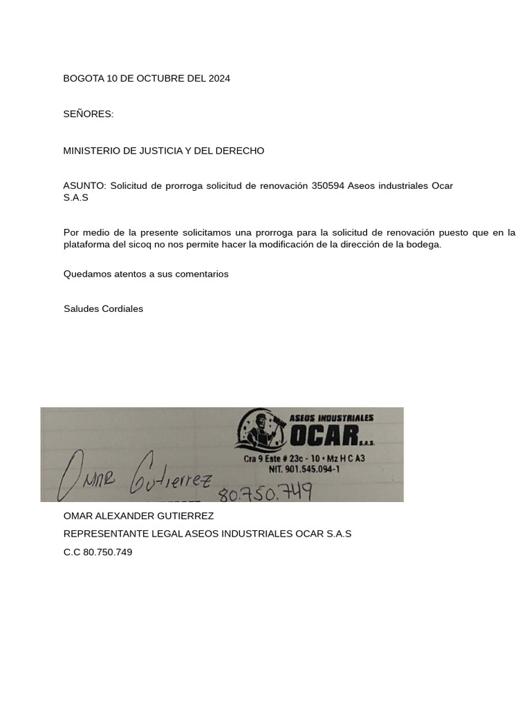 Prórroga Renovación Aseos Industriales | PDF