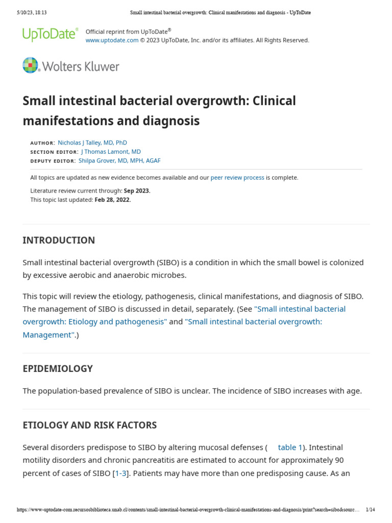 Small Intestinal Bacterial Overgrowth - Clinical Manifestations and ...