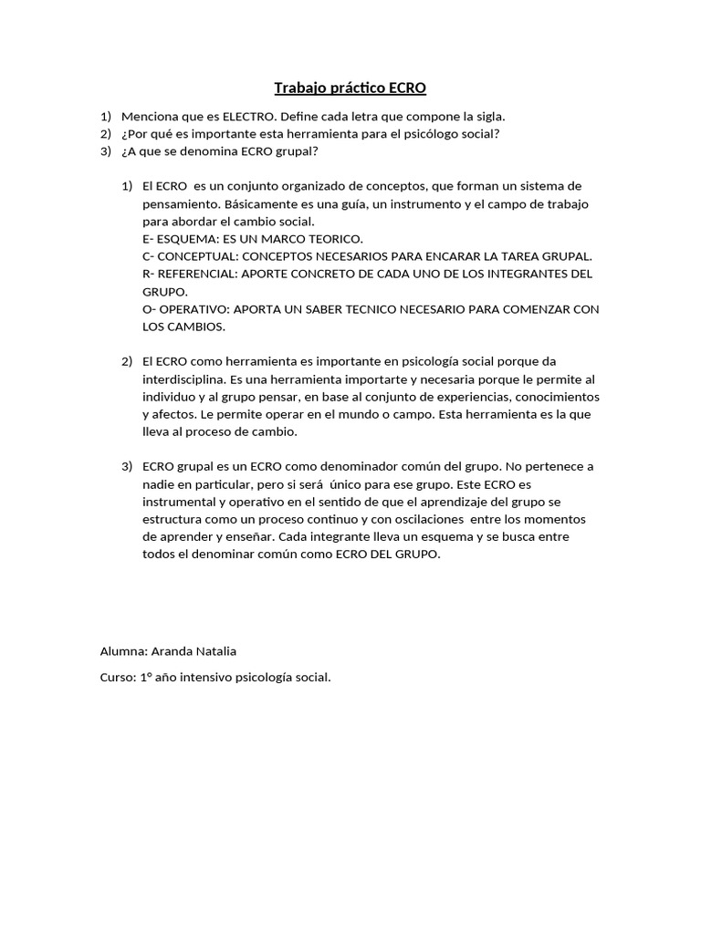 Trabajo Práctico ECRO | PDF
