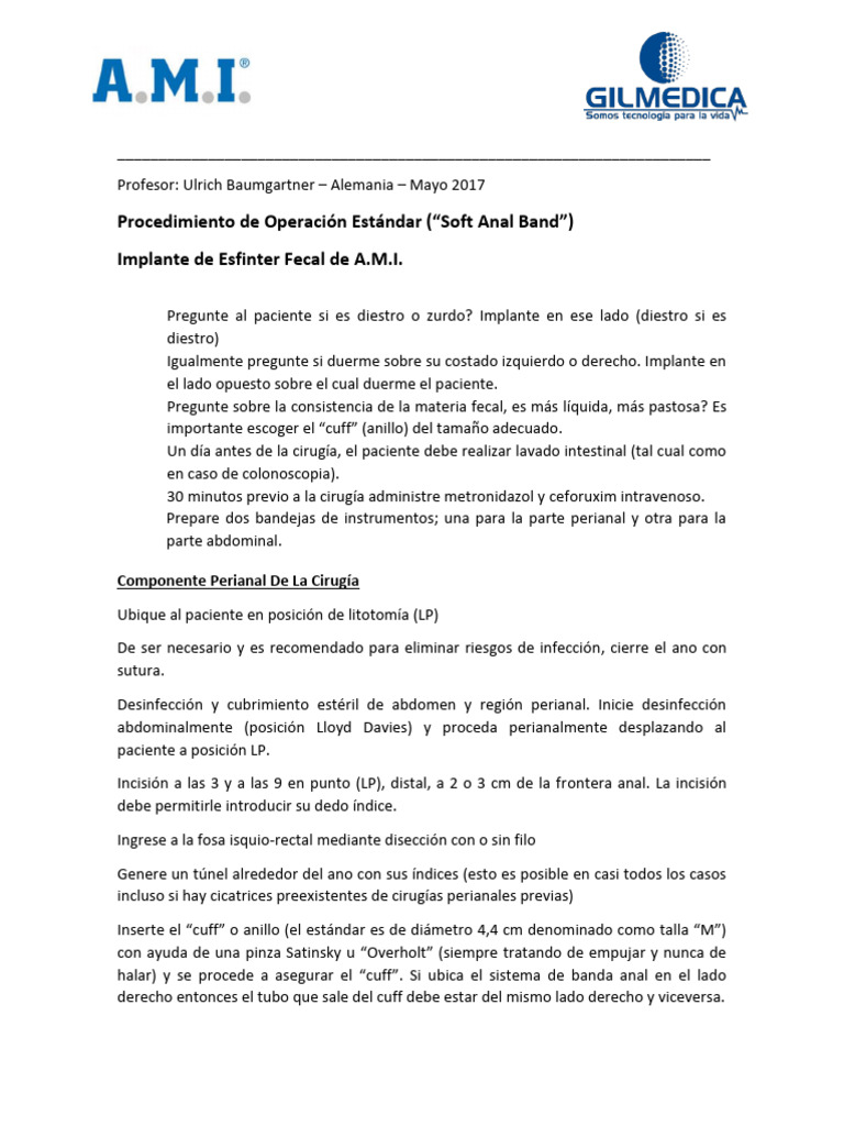 Paso A Paso - Implantación de Anal Band - Dr. Baumgartner | PDF | Cirugía | Medicina CLINICA