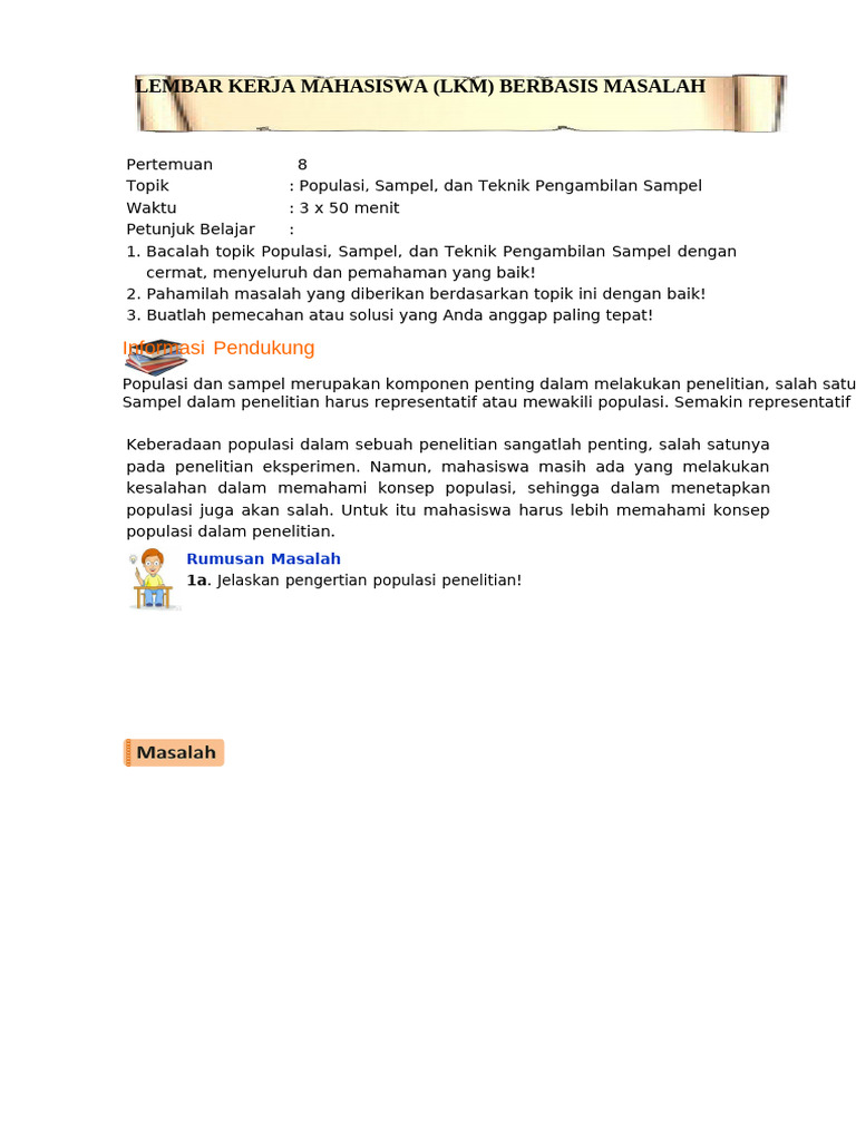 LKM MPP 08 Populasi, Sampel, Dan Teknik Pengambilan Sampel | PDF | Karier & Perkembangan