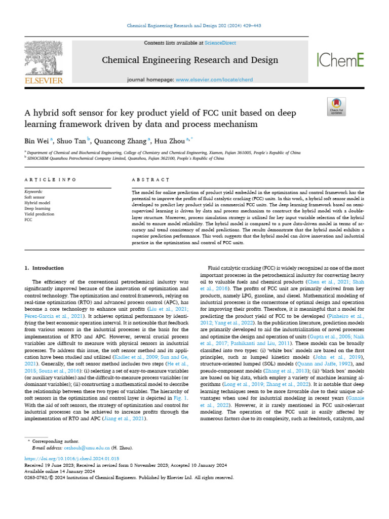 A-hybrid-soft-sensor-for-key-product-yield-of-FCC-uni_2024_Chemical-Engineer | PDF | Process ...