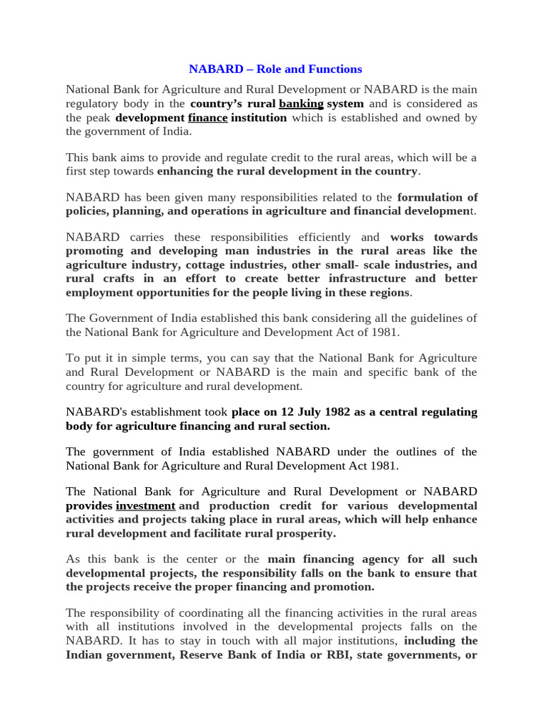 nabard | PDF | Public–Private Partnership | Agriculture