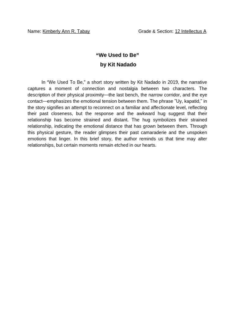 We Used To Be - Creative Writing | PDF