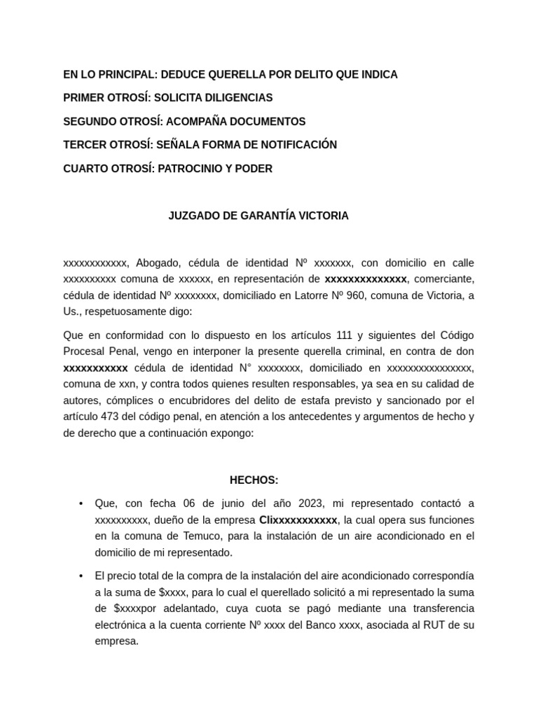 QUERELLA estafa | PDF | Queja | Justicia