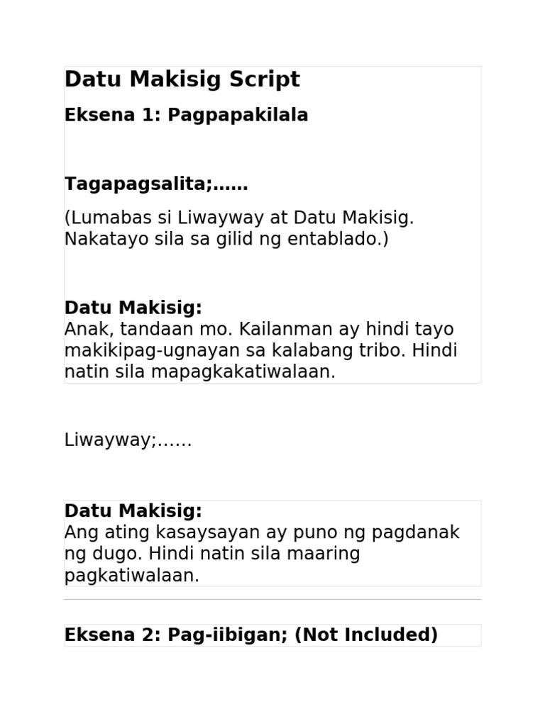 Datu Makisig Script | PDF