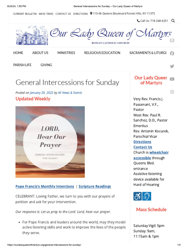 General Intercessions For Sunday - Our Lady Queen of Martyrs | PDF ...