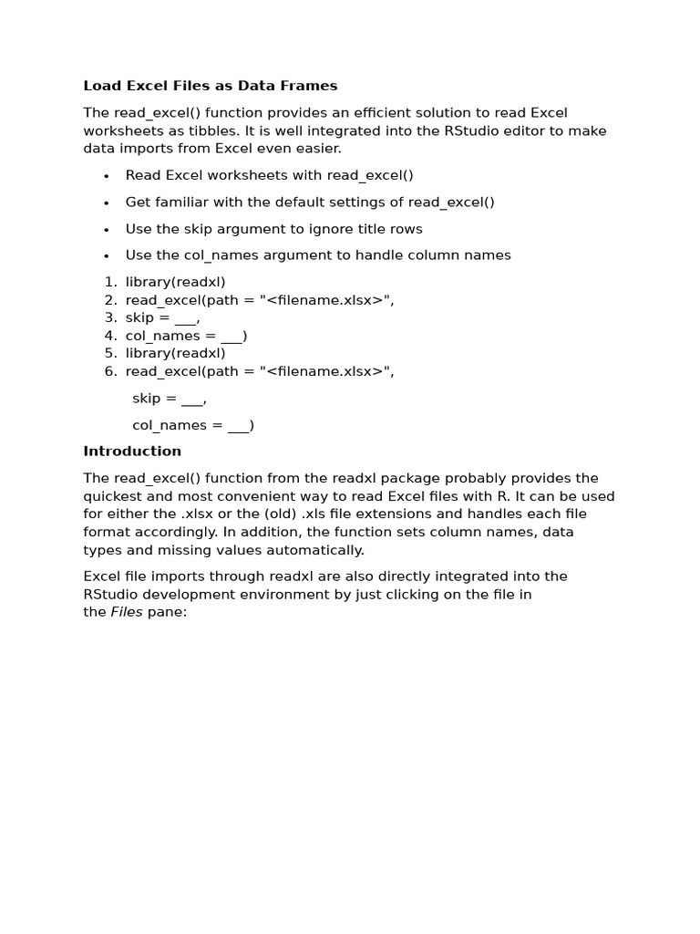 Load Excel Files as Data Frames | PDF | Microsoft Excel | Data Type Load Excel Files as Data Frames | PDF | Microsoft Excel | Data Type