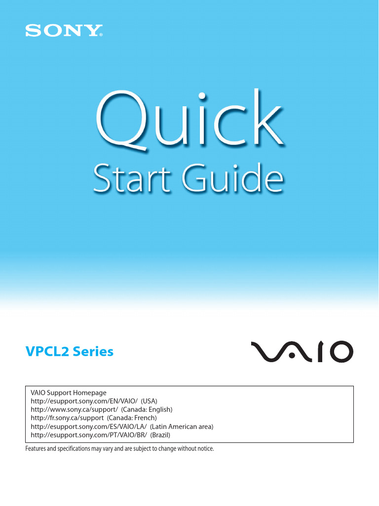 Sony VAIO VPCL2 Series Quick Start Guide | PDF | Icon (Computing) | Computing