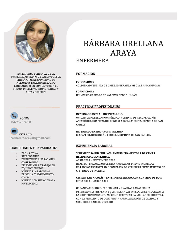 Barbara Orellana Araya - Curriculum Vitae Actualizado | PDF ...
