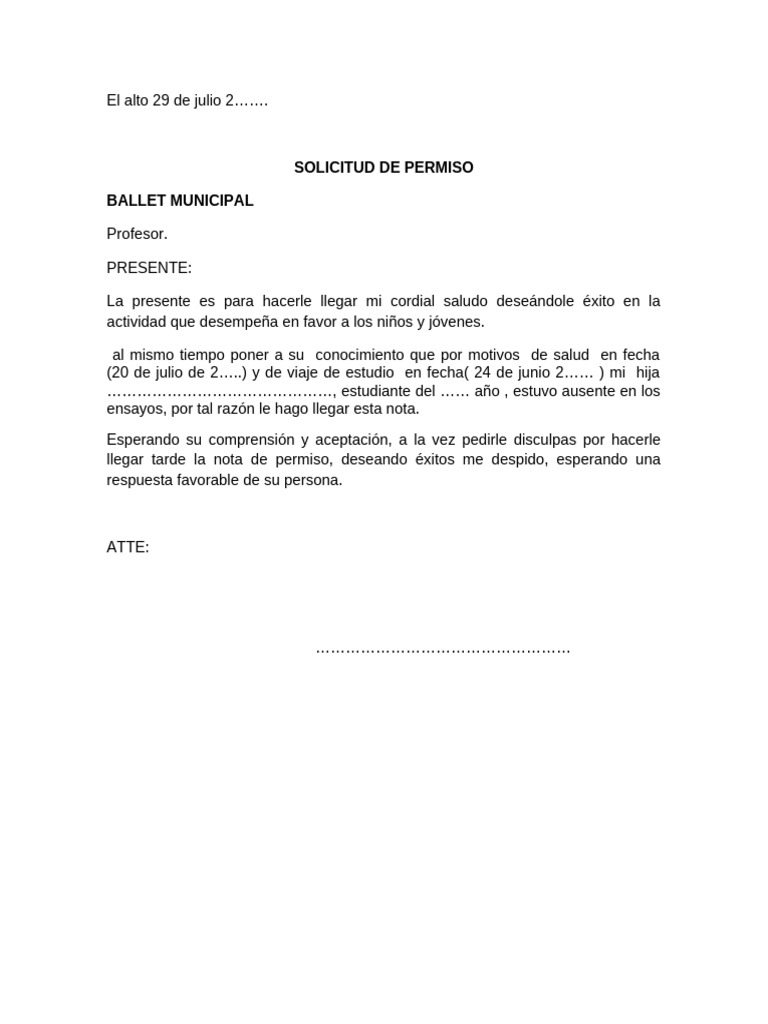 CARTA DE PERMISO Modelo | PDF