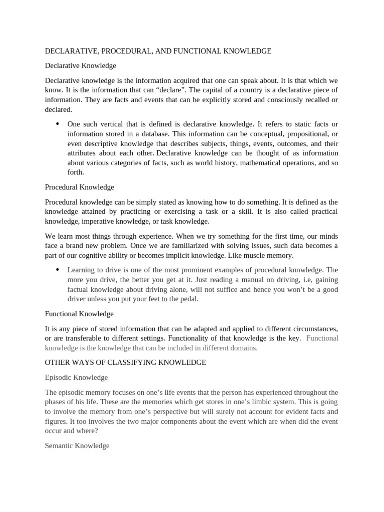 Declarative Knowledge by Saifa | PDF | Knowledge | Procedural Knowledge