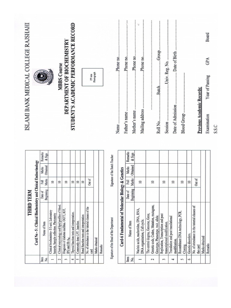 Biochemistry Card | PDF