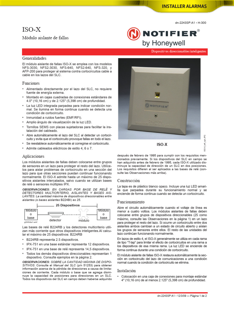 Manual ISO-X Notifier en Español | PDF | Relé | Aislador (Electricidad)