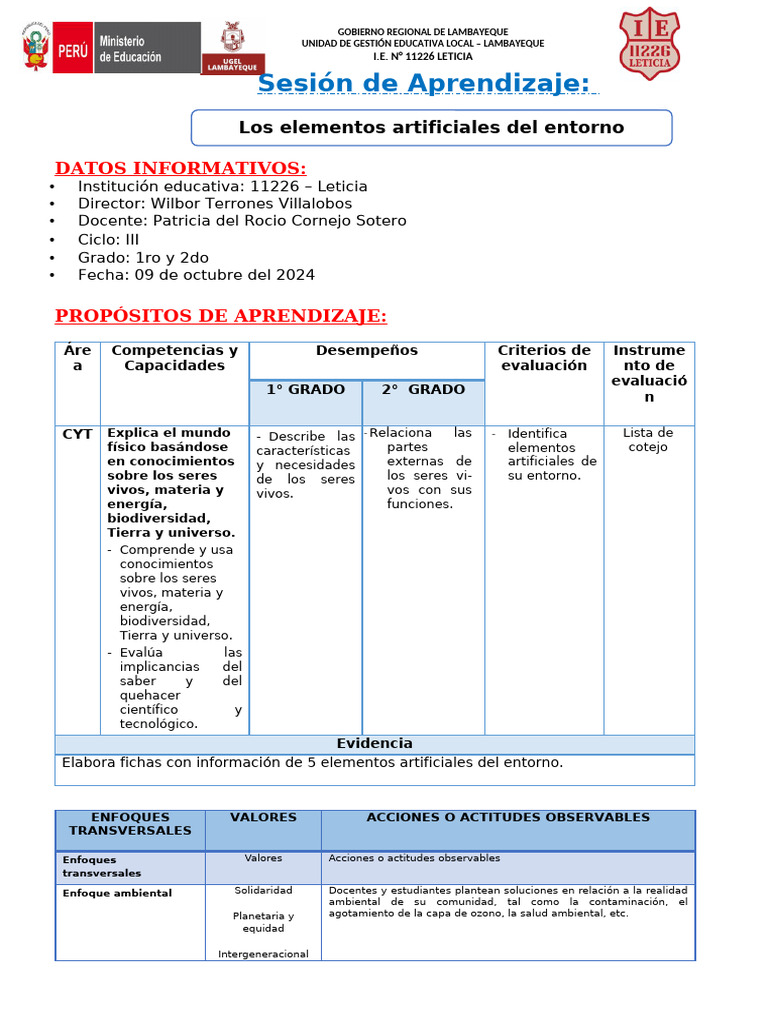 Aprendizaje sobre Elementos Artificiales | PDF | Entorno natural