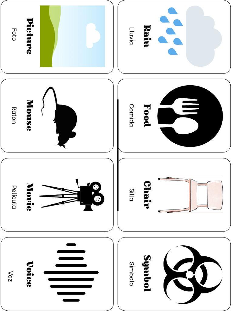 Juego de Vocabulario Flashcard Relay | PDF | Artes del Lenguaje y ...