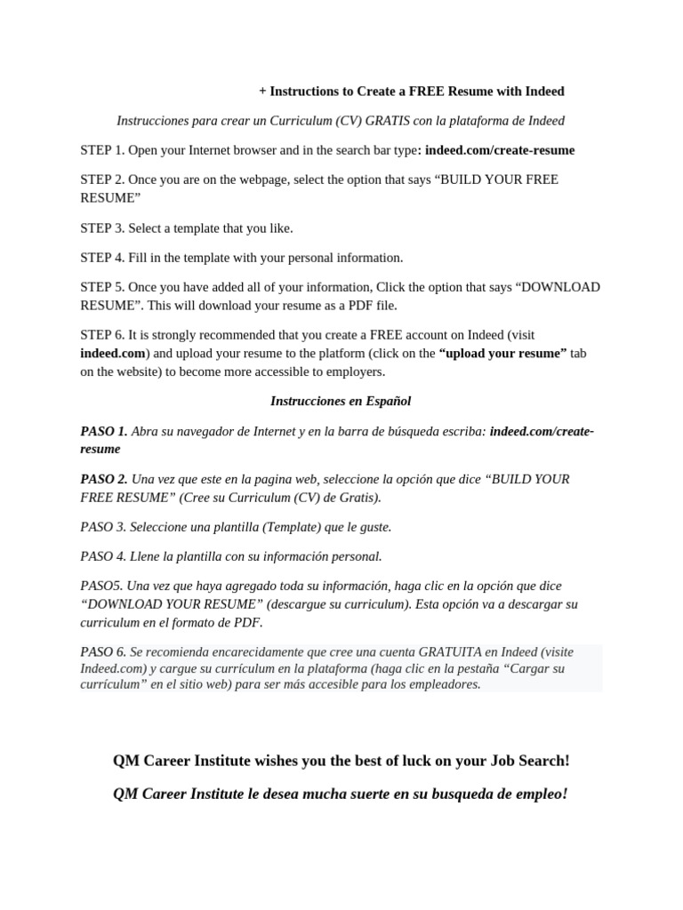 5 Instructions To Create A FREE Resume With Indeed | PDF