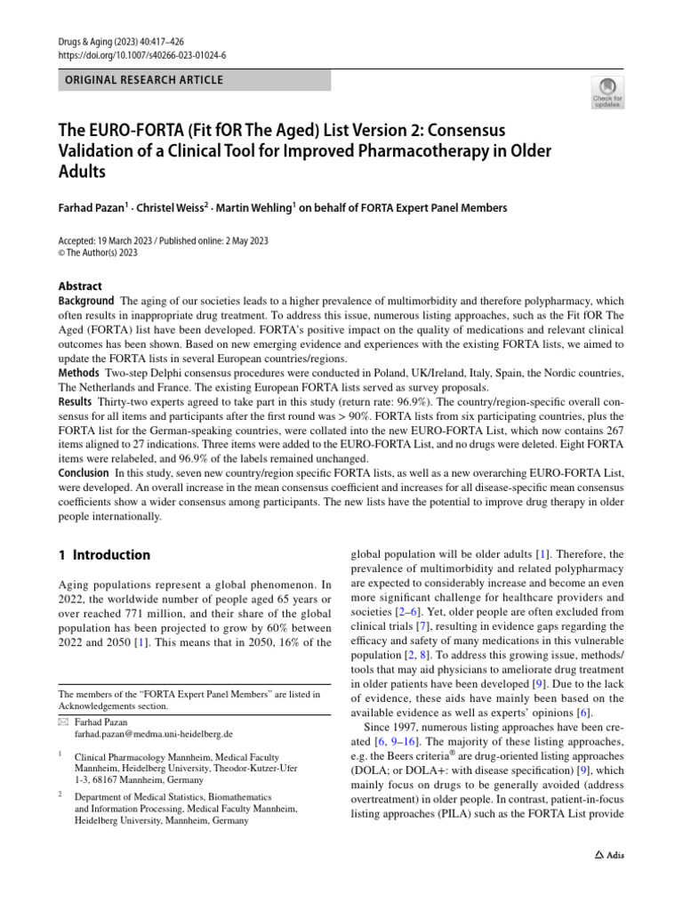 Liste EURO-FORTA 2023 | PDF | Social Programs | Medical Specialties