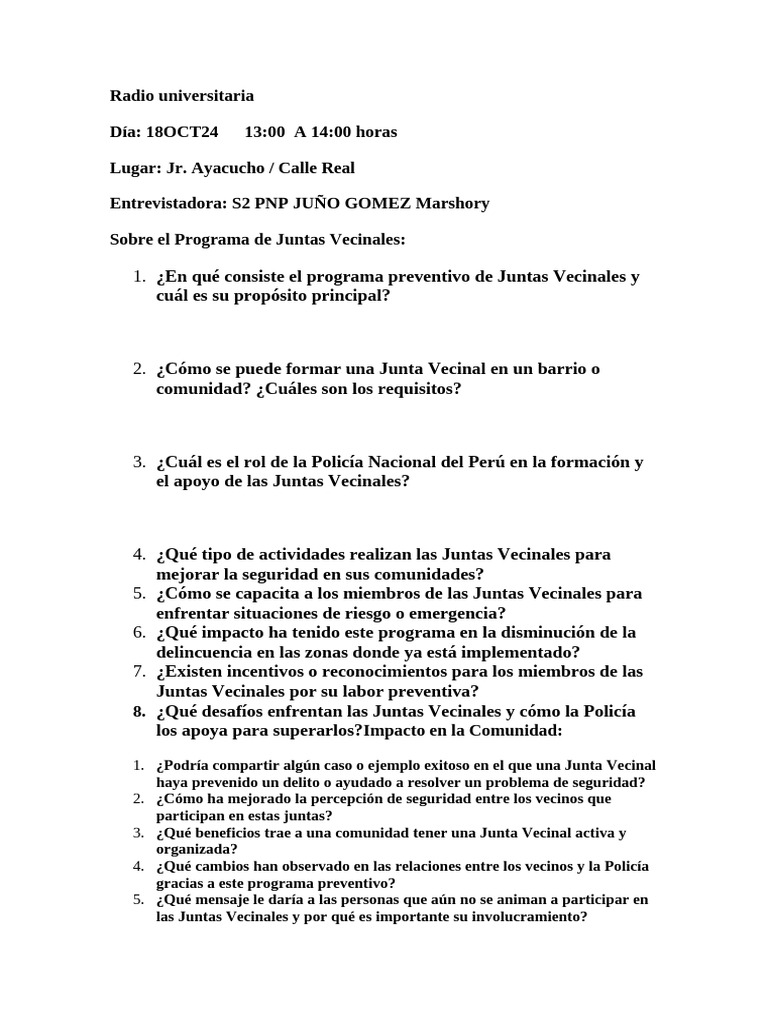 Entrevista JVSC - Com Concepcion | PDF