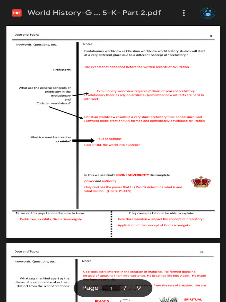 World History-Genesis and Worldview- 2024-2025-K- Part 2.PDF - Google Drive | PDF | God | Adam
