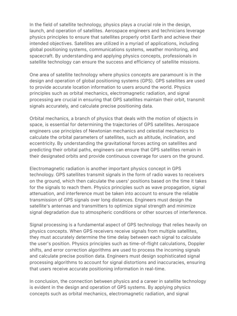 Physics Essay | PDF | Global Positioning System | Satellite