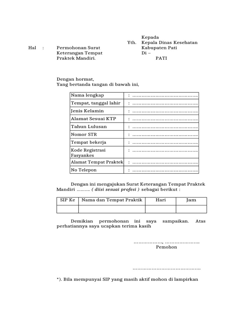 Format Surat Permohonan SKTP Mandiri | PDF | Hukum