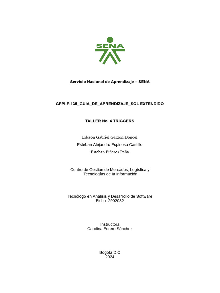 TALLER No. 4 TRIGGERS | PDF | Bases de datos | Informática