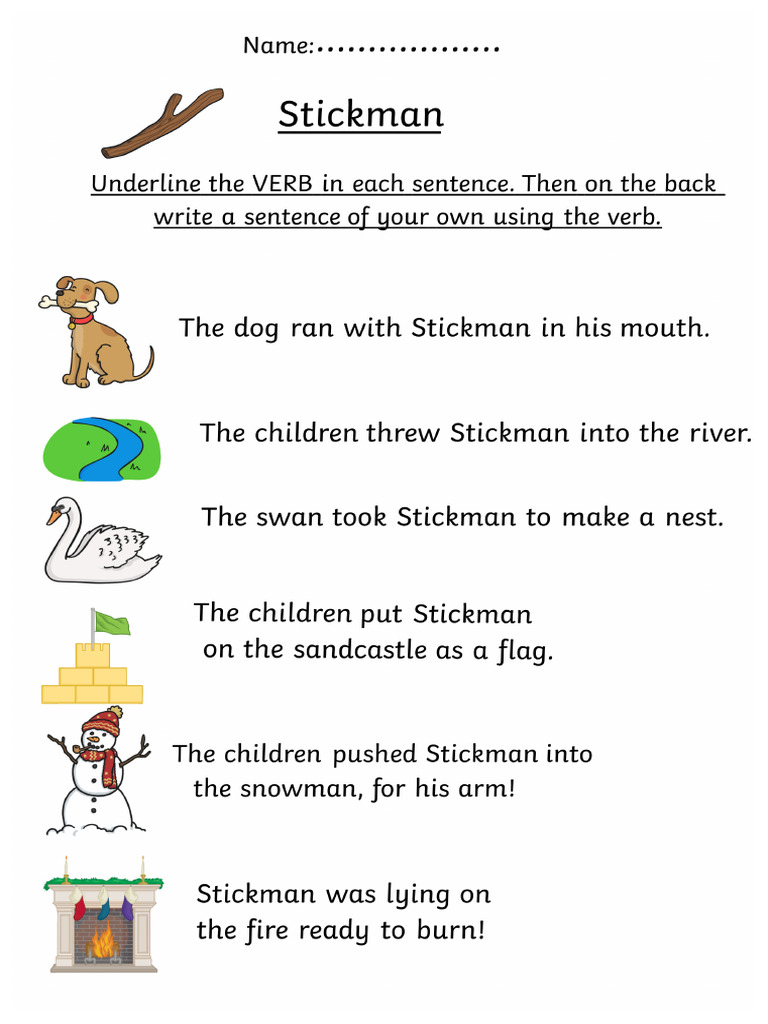 Stick Man 2 Verbs | PDF