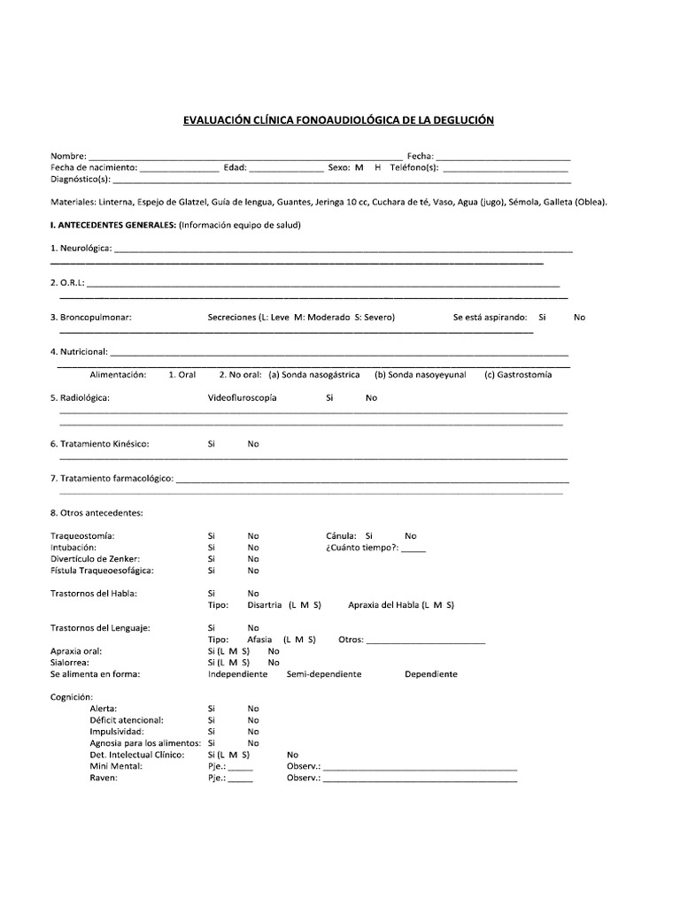 Protocolo de Evaluacion de La Deglucion | PDF