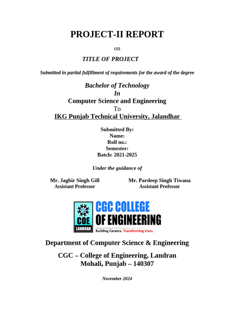 COE_Project_II_Report_Format (1) | PDF | Computing | Computer Science