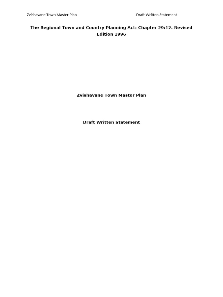 Zvishavane Town Master Plan Overview | PDF | Sustainability | Strategic ...