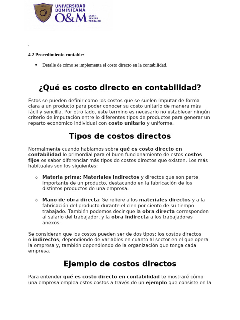 Costeo Directo: Guía Completa Contable | PDF | Costo | Contabilidad