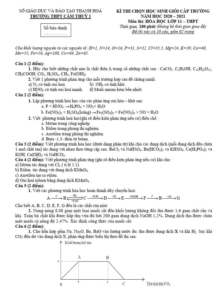 ĐỀ HSG 11- HOÁ HỌC | PDF