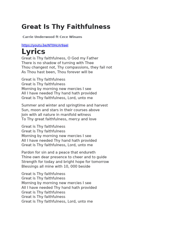 Great Is Thy Faithfulness | PDF | Religion & Spirituality