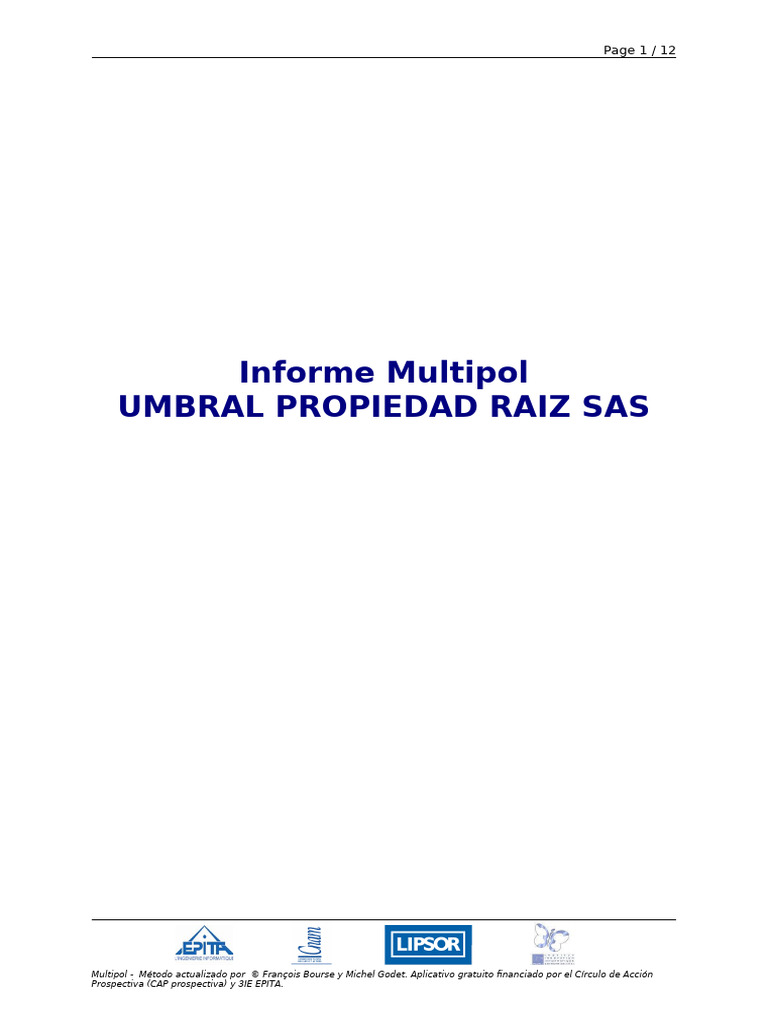 Informe Final Multipol - UMBRAL PROPIEDAD RAIZ SAS | PDF | Economias