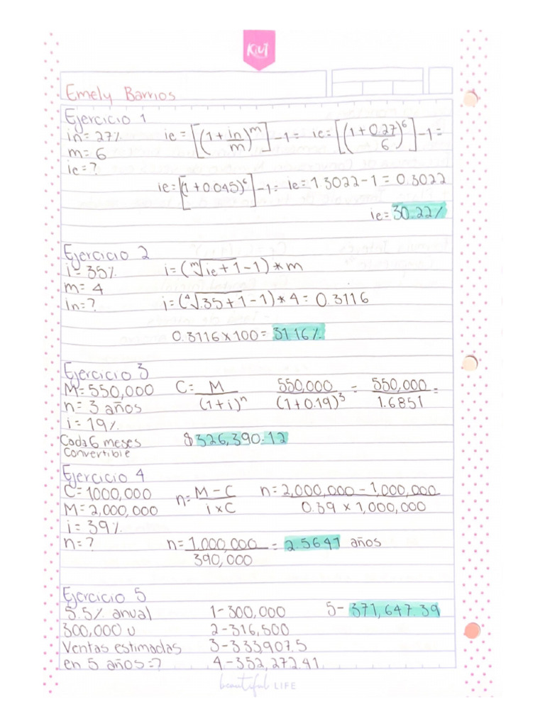 Act 3 Resolución De Ejercicios Mate Fin | PDF