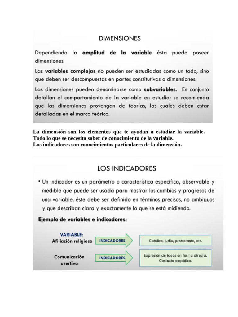 Tabla para definir variables | PDF