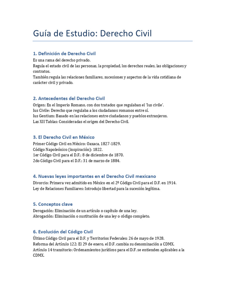 Guia de civil. 1er parcial | PDF | Derecho Civil (Common Law) | Justicia