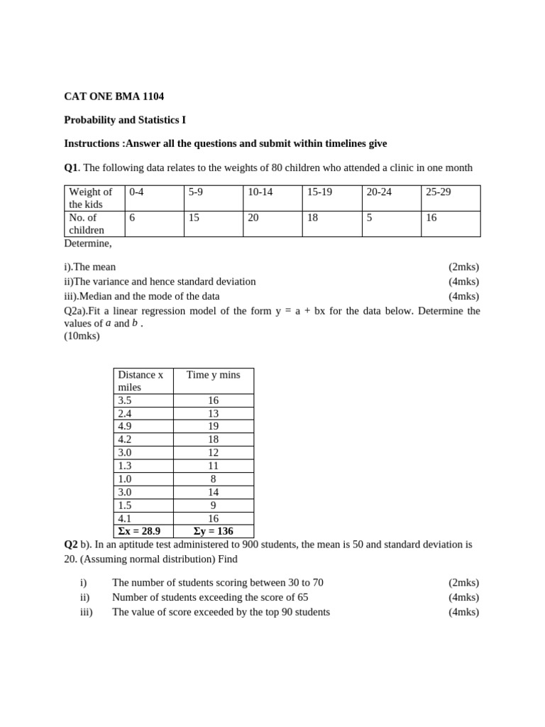 Cat One Bma 1104 | PDF | Teaching Methods & Materials | Science ...