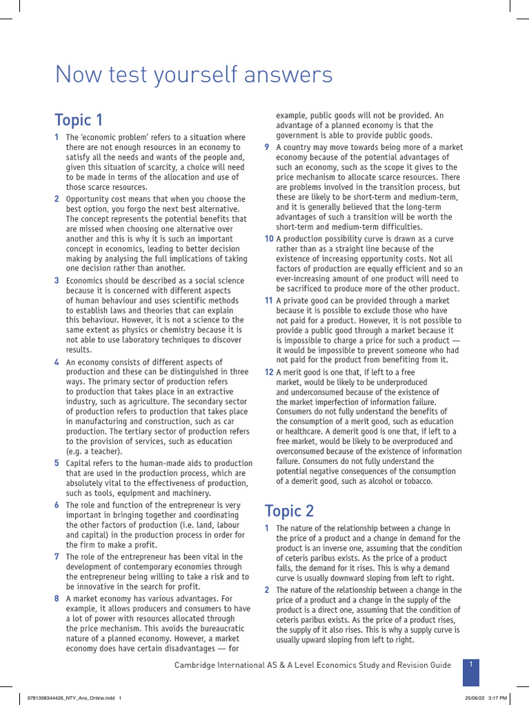 NTY Answers Cambridge Int Econ | PDF | Taxes | Unemployment